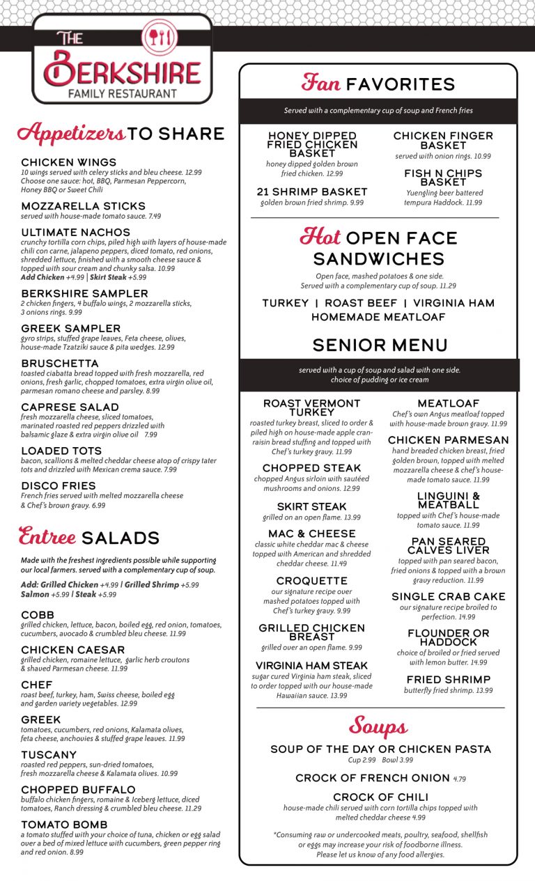 Dinner Menu – The Berkshire